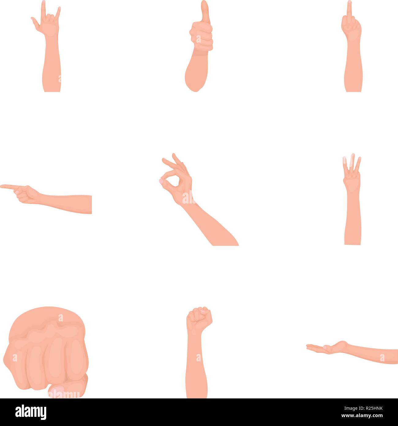 Bedeutung von Gesten cartoon Symbole im Set Sammlung für Design. Die ...