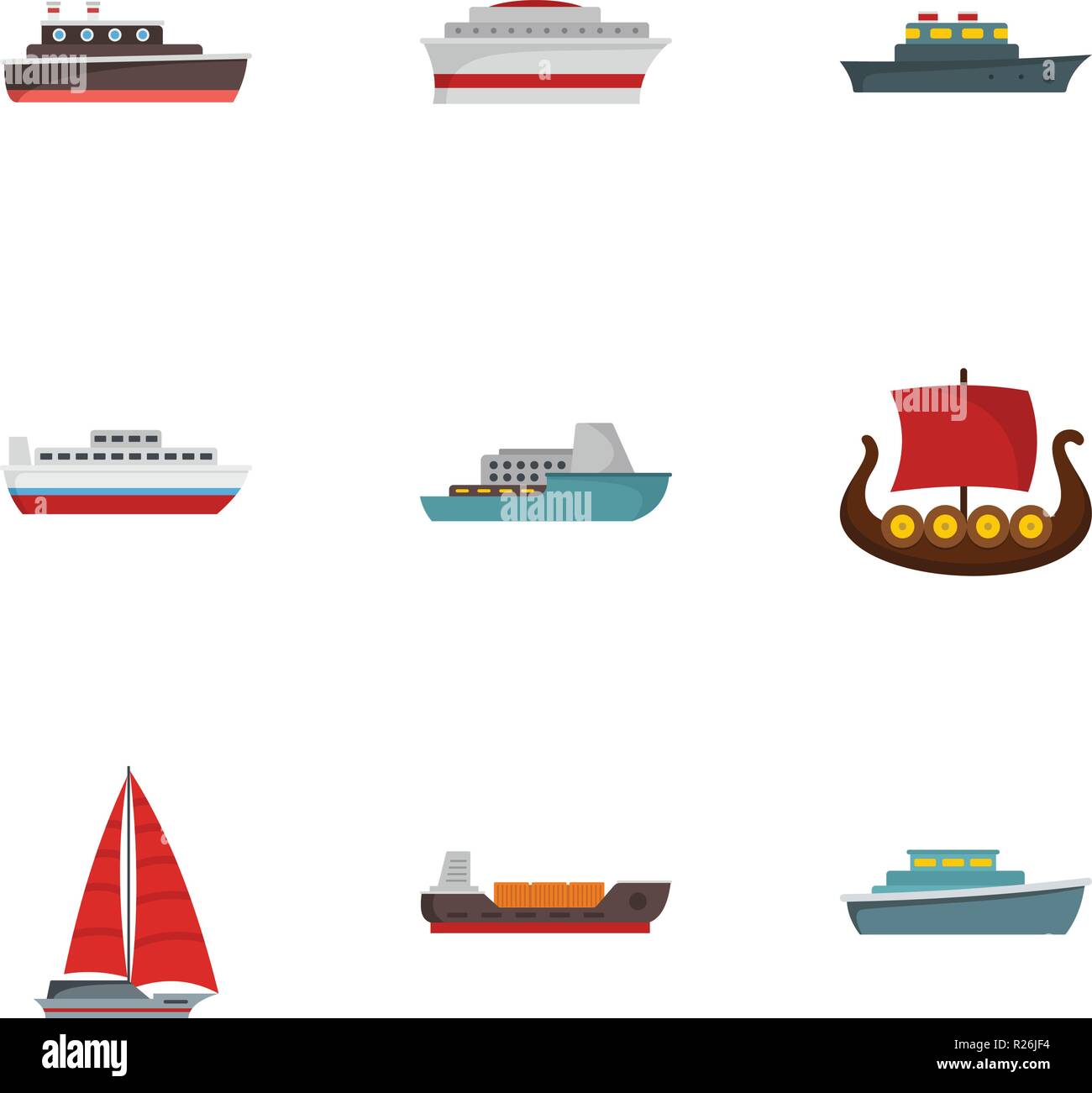 Boot Symbole gesetzt. flachbild Set von 9 Boot Symbole für Web auf ...