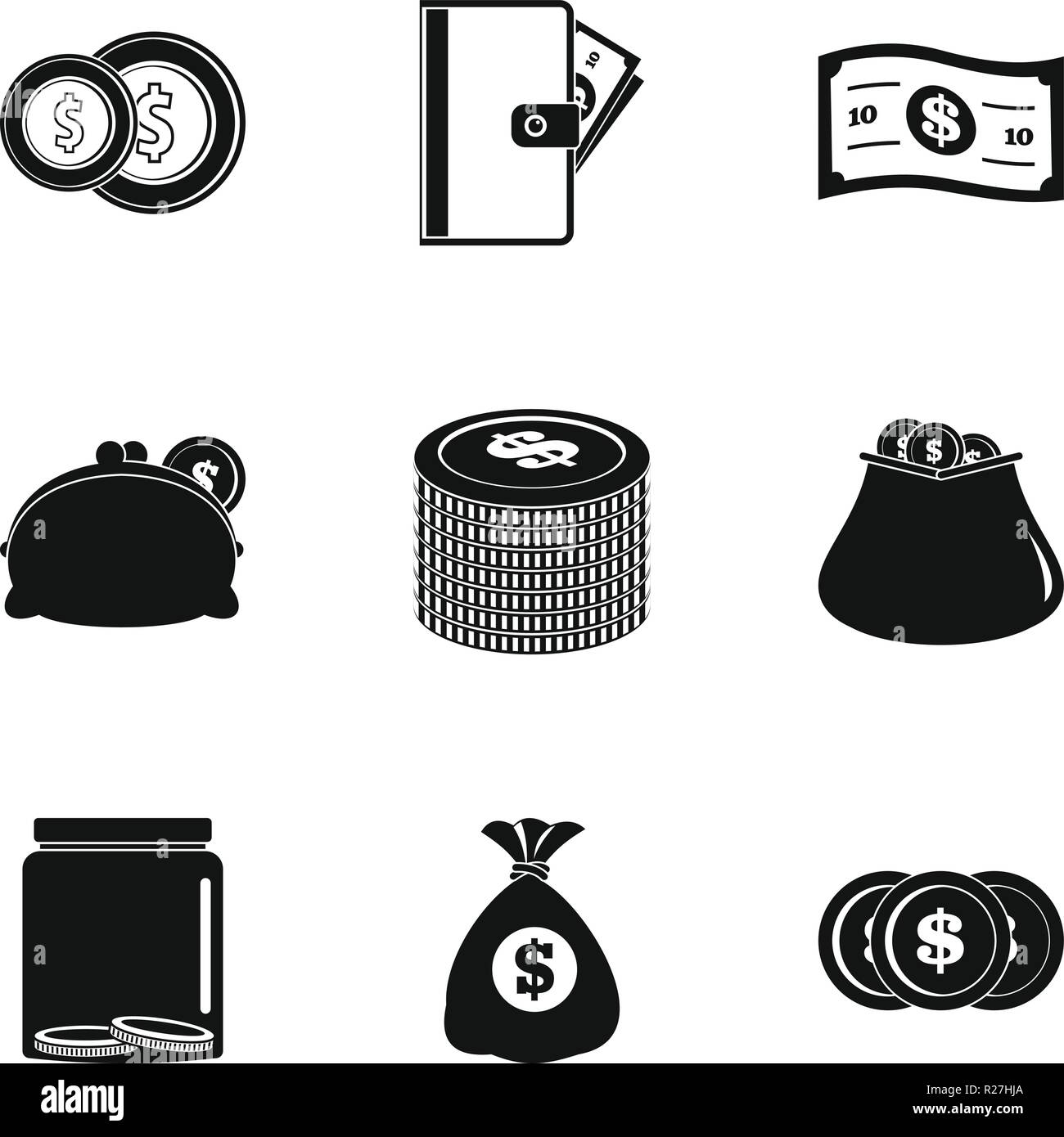 Ausgabe Symbole gesetzt. Einfacher Satz von 9 Ausgabe Vector Icons für ...