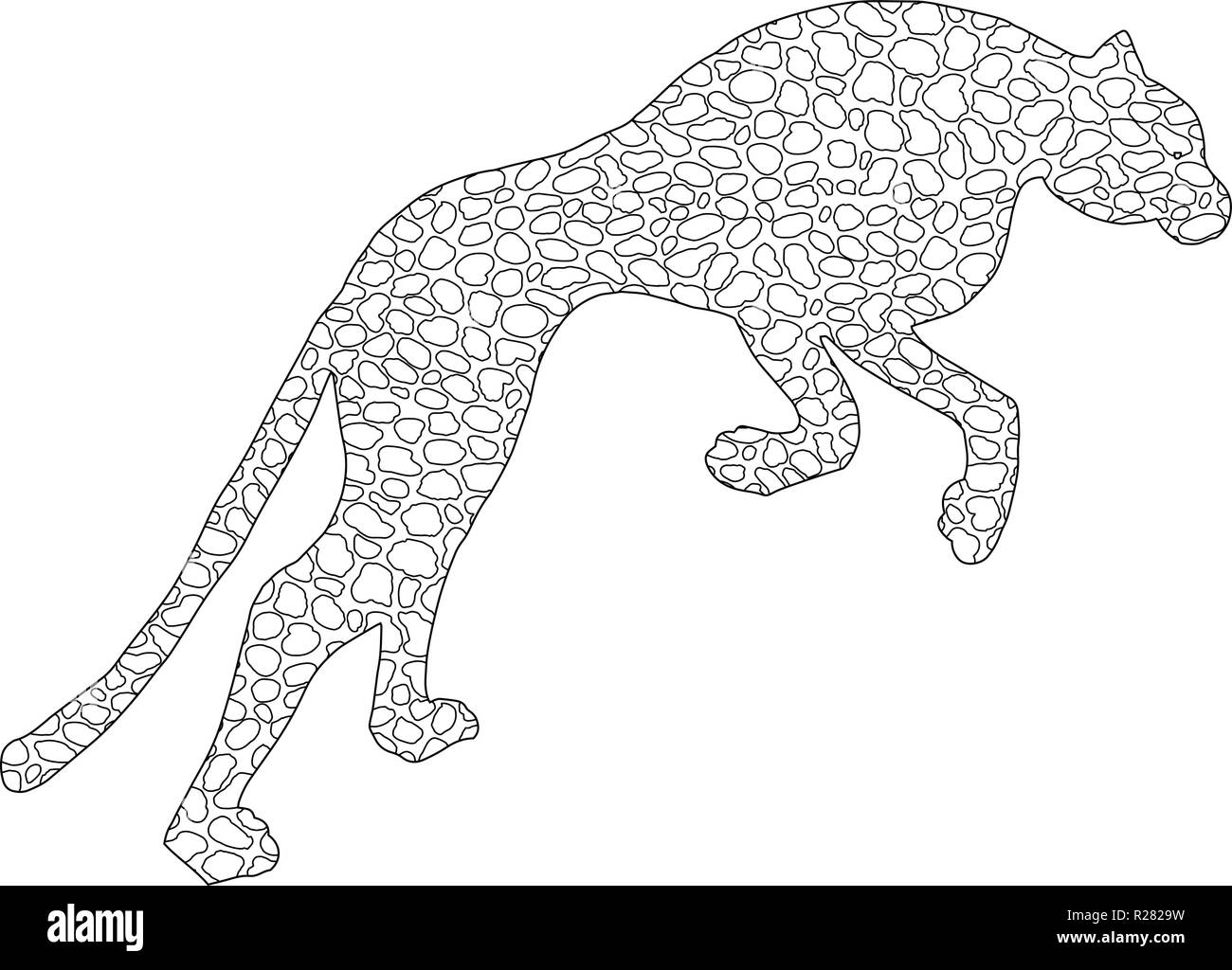 Gezeichnet von Jaguar, Leopard, wilde Katze, Panther doodle Umrisse ...