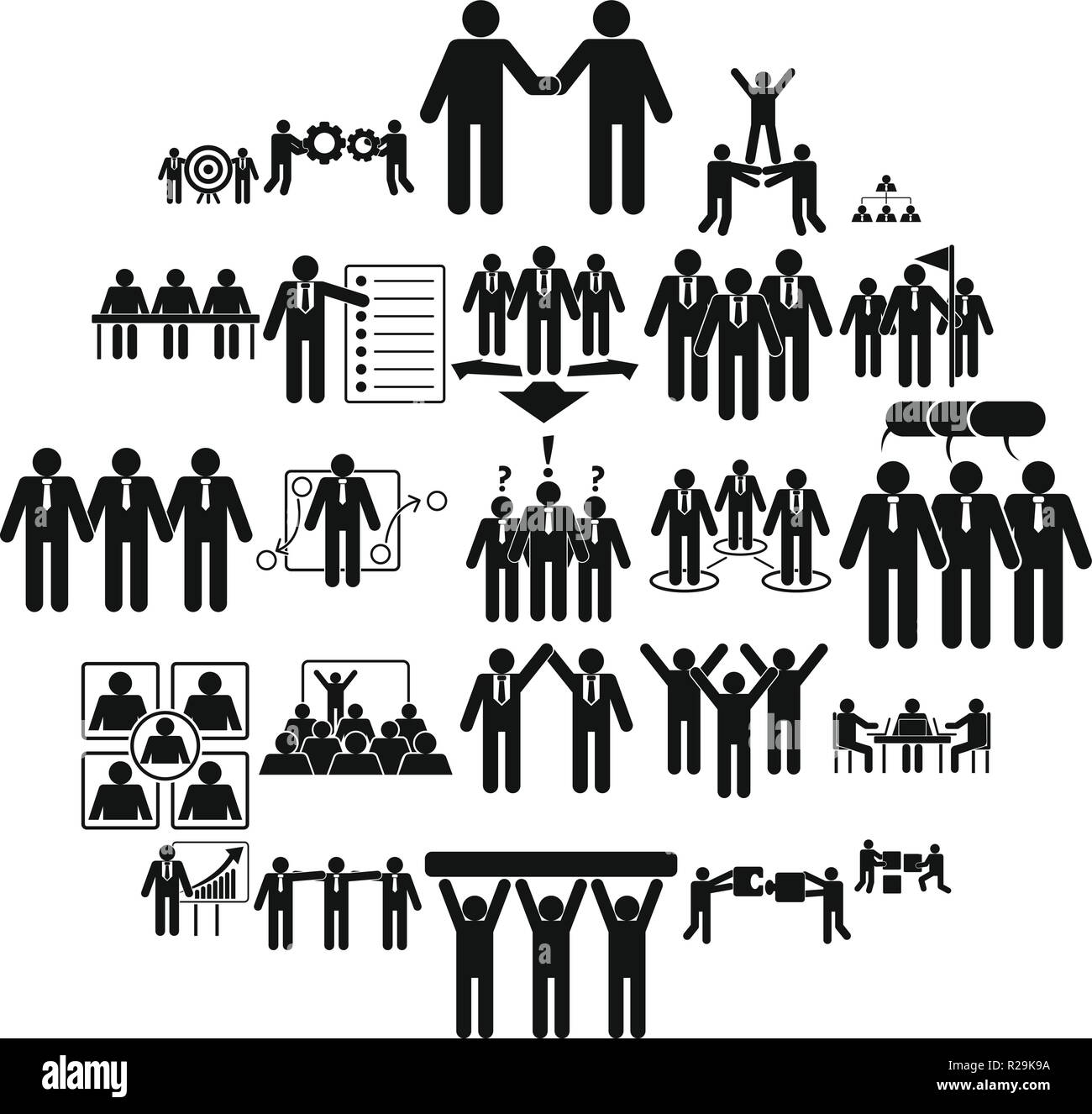 Team building Arbeit training Symbole gesetzt. Einfache Abbildung: 25 ...