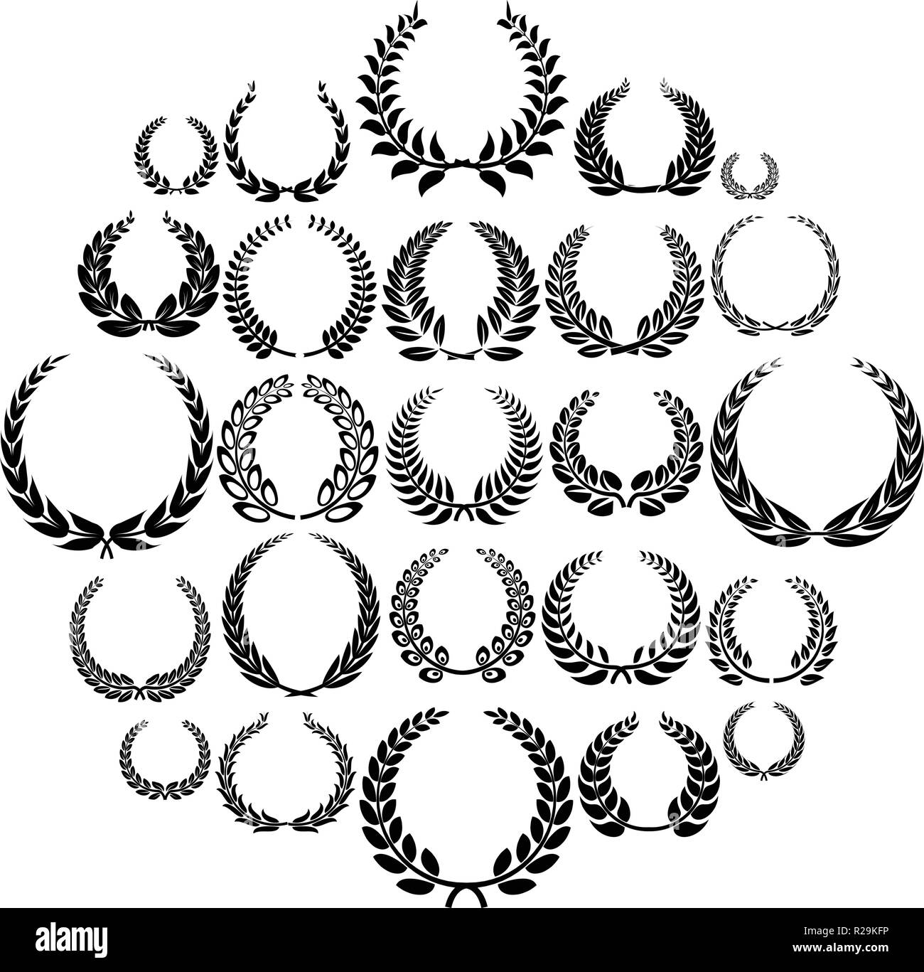 Lorbeerkranz Symbole gesetzt. Einfache Abbildung von 25 Lorbeerkranz ... Lorbeerkranz Symbole gesetzt. Einfache Abbildung von 25 Lorbeerkranz ...
