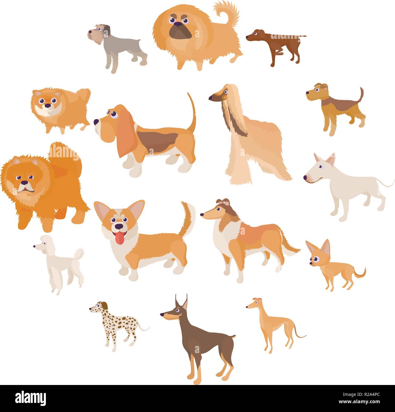 Hund Symbole im Comic-stil auf weißem Hintergrund Stock-Vektorgrafik ...