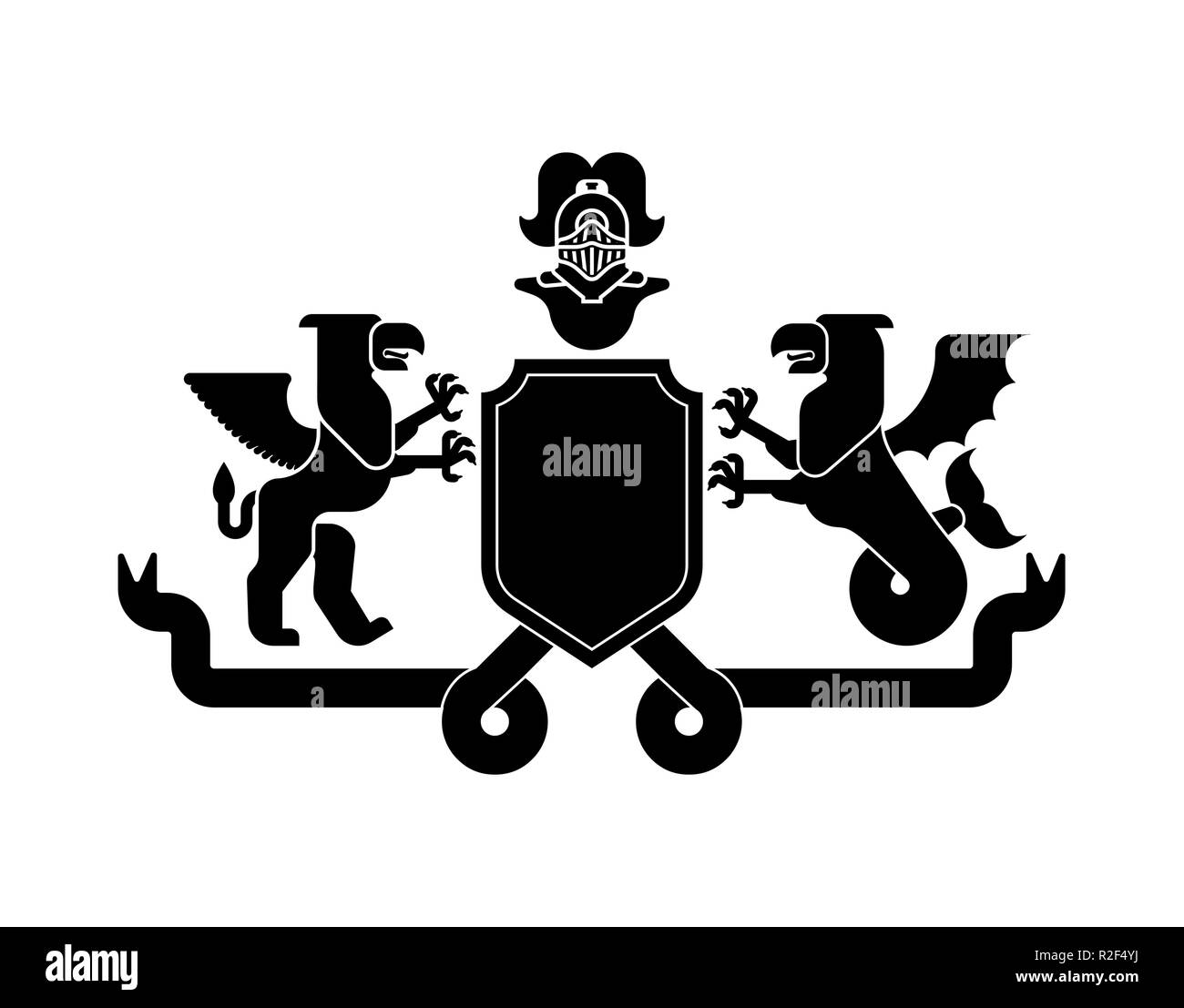 Heraldische Schild Griffin und Meer Griffin und Ritter Helm ...