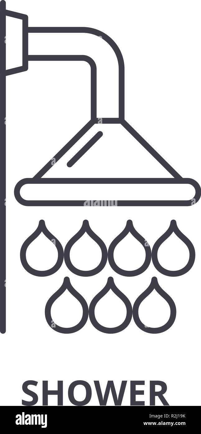 Dusche Symbol Leitung Konzept. Dusche Vector Linear Abbildung, Symbol ...