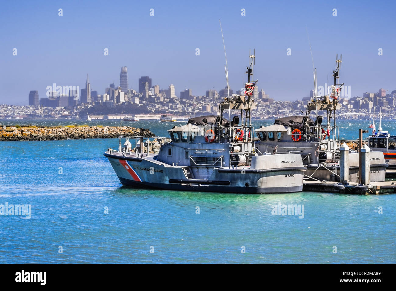 Juni 29, Sausalito 2018/CA/USA - US Coast Guard Boote an der Golden ...