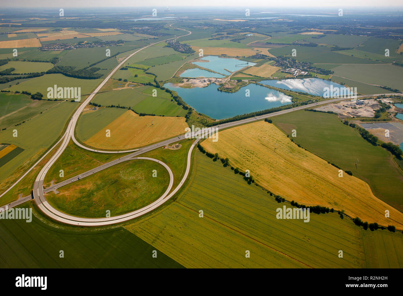 Luftaufnahme, Fisheye, Autobahn A38, Luftaufnahme, Albrechtshainer ...