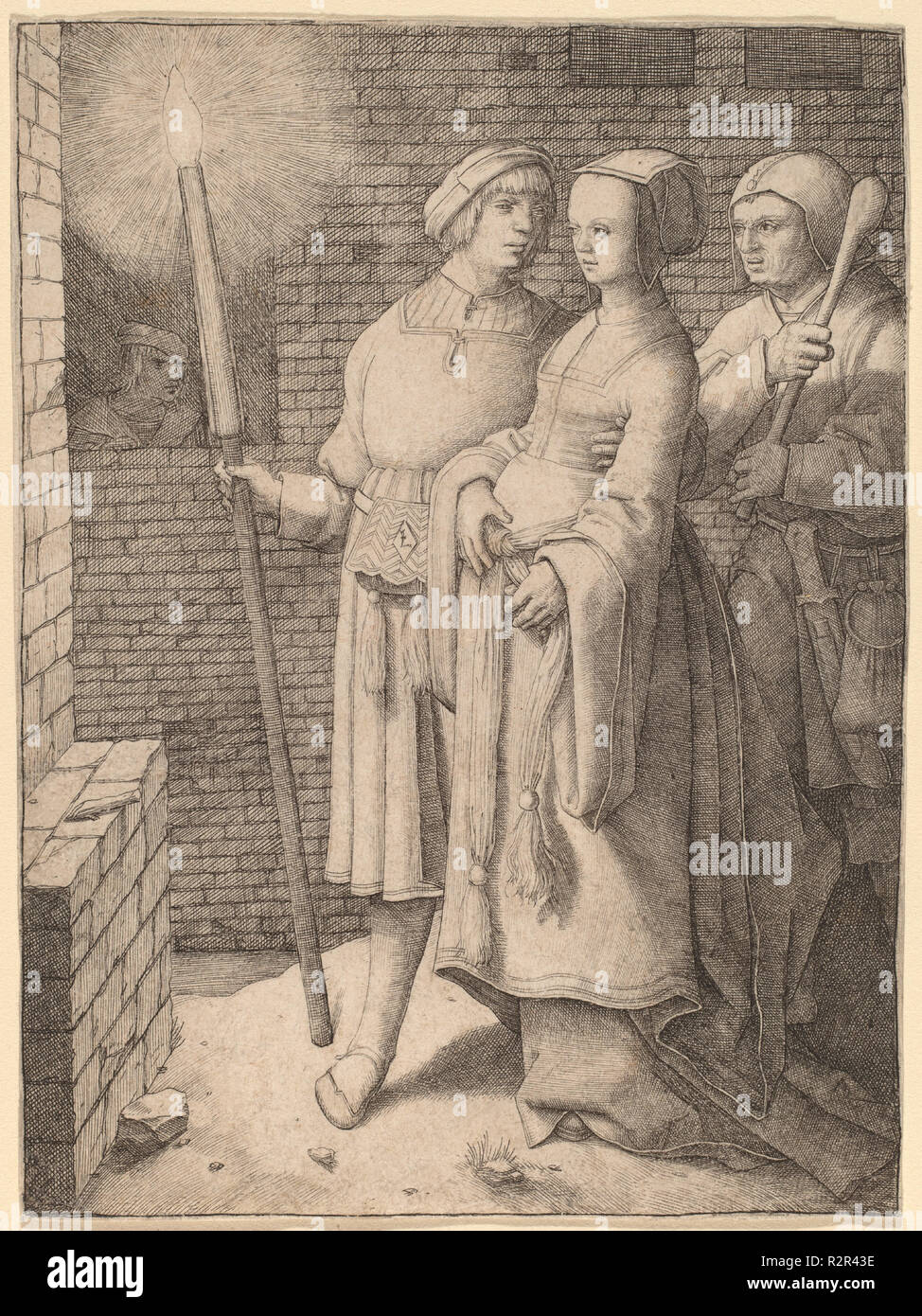 Der Mann mit der Fackel und eine Frau durch ein Tor folgte. Vom: C ...