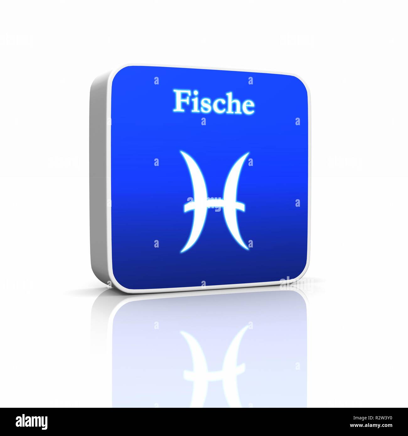 Sternzeichen Symbol - Fische blau weiß 02 Stockfotografie - Alamy