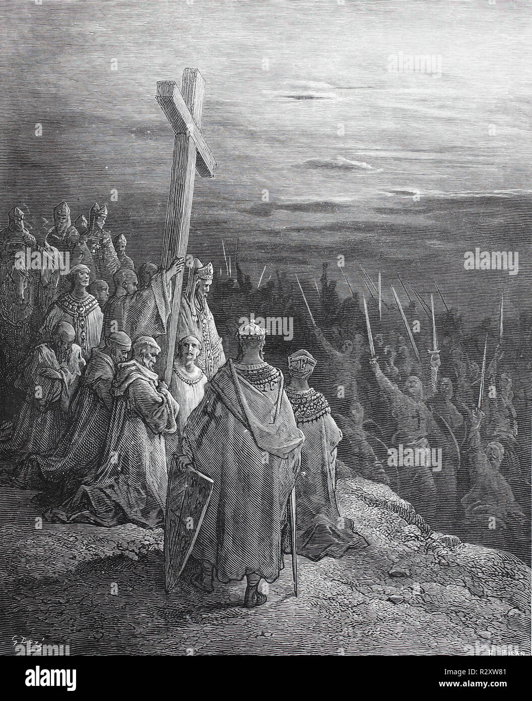 Digital verbesserte Reproduktion, das Kreuz, die Armee der Kreuzfahrer ...