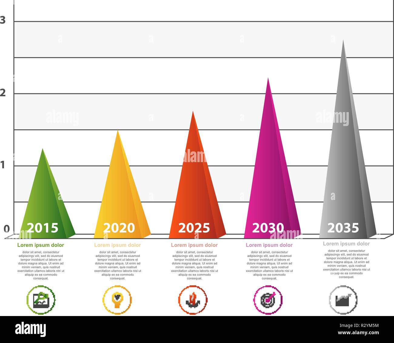 Moderne 3D-Vektor Illustration. Infografik Vorlage mit fünf Elementen ...