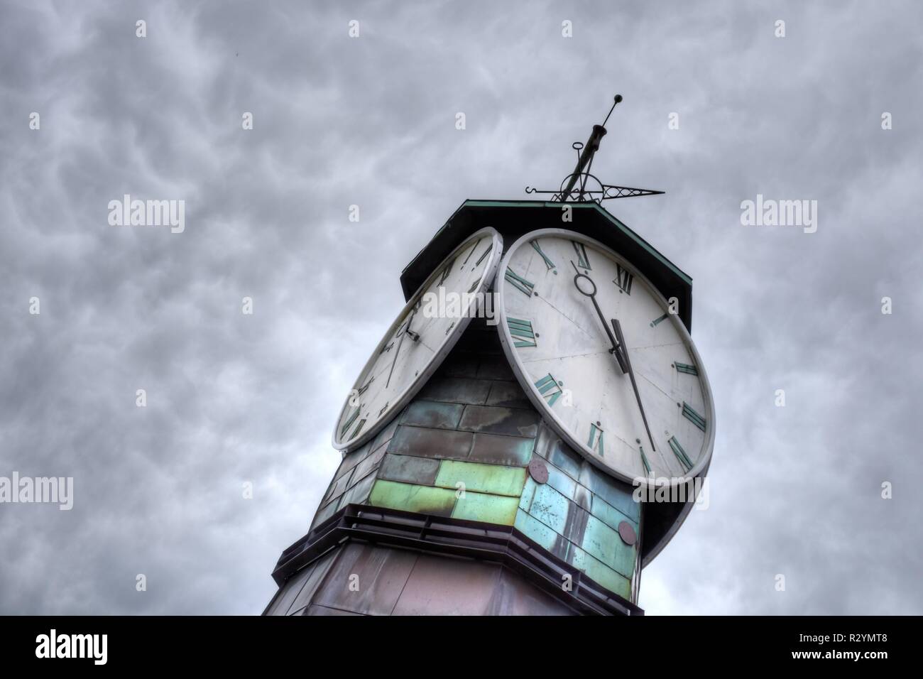 Oslo, Norwegen, Uhrturm, Ziffernblatt, Zeiger, Zeit, Uhrzeit, Turm, die ...