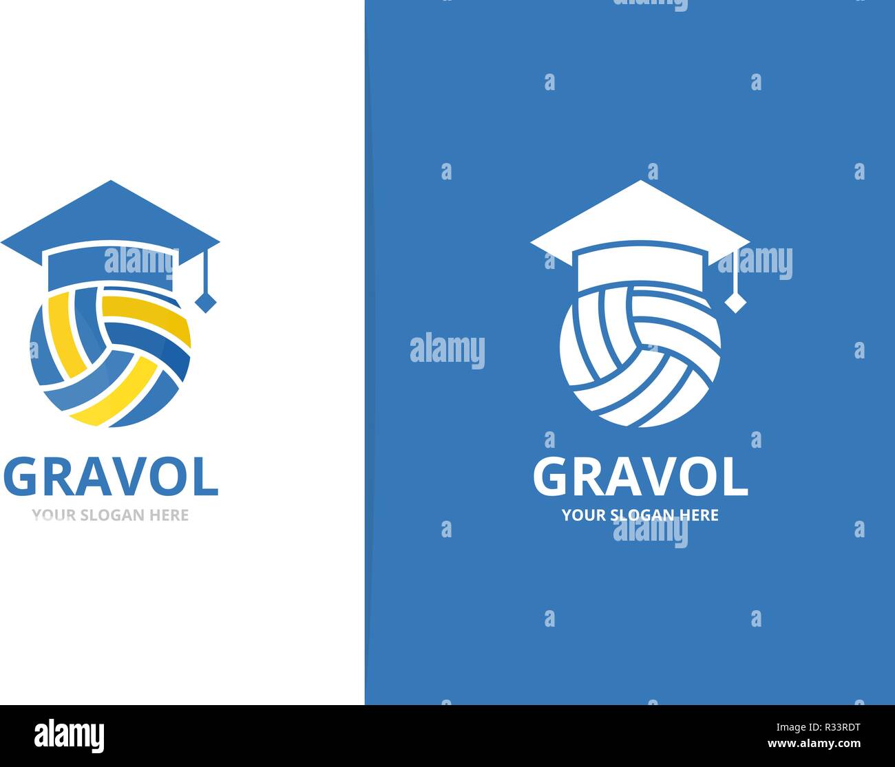 Vektor Volleyball und Absolvent hat logo Kombination. Spielen und ...