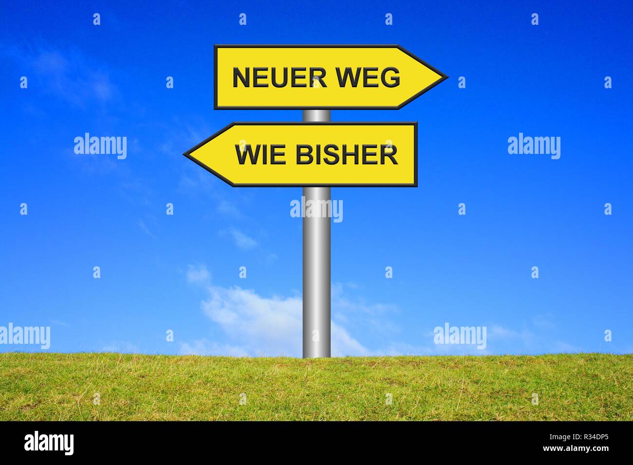 Wegweiser Wegweiser - neue Weg oder weiter wie bisher Stockfotografie ...
