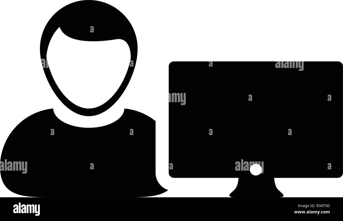Client Symbol Vektor männliche Person Benutzer mit computer monitor ...