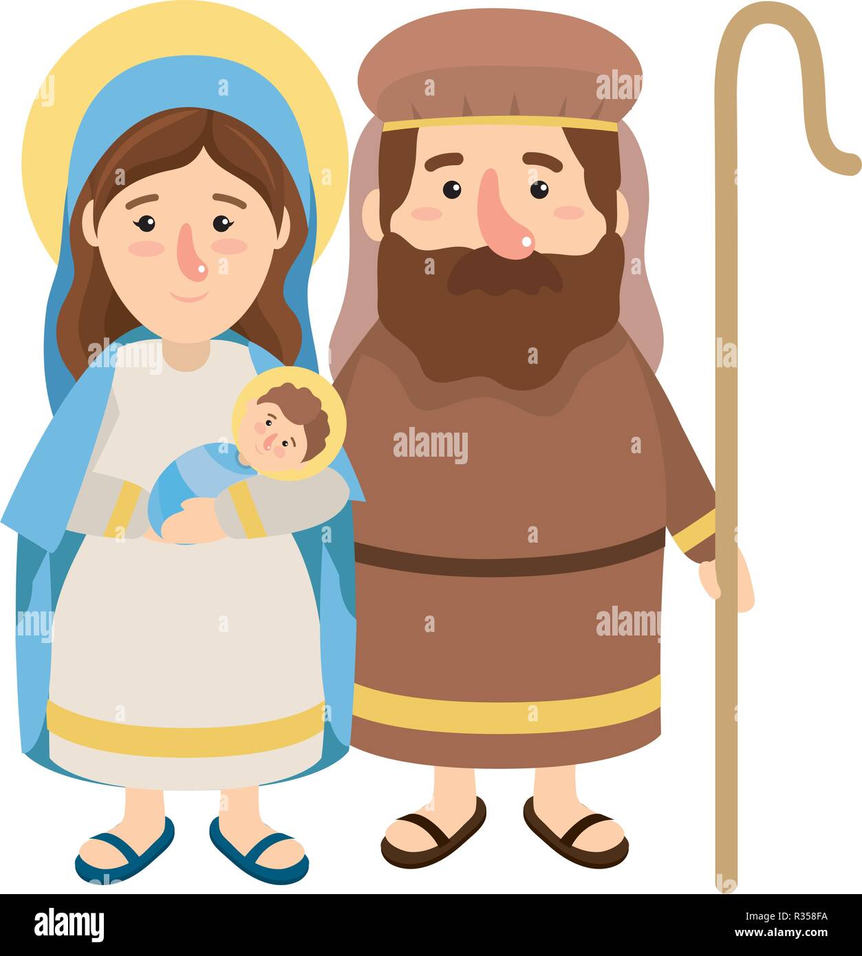 Weihnachten Krippe mit Maria und Josef mit Jesus cartoon Vector ...