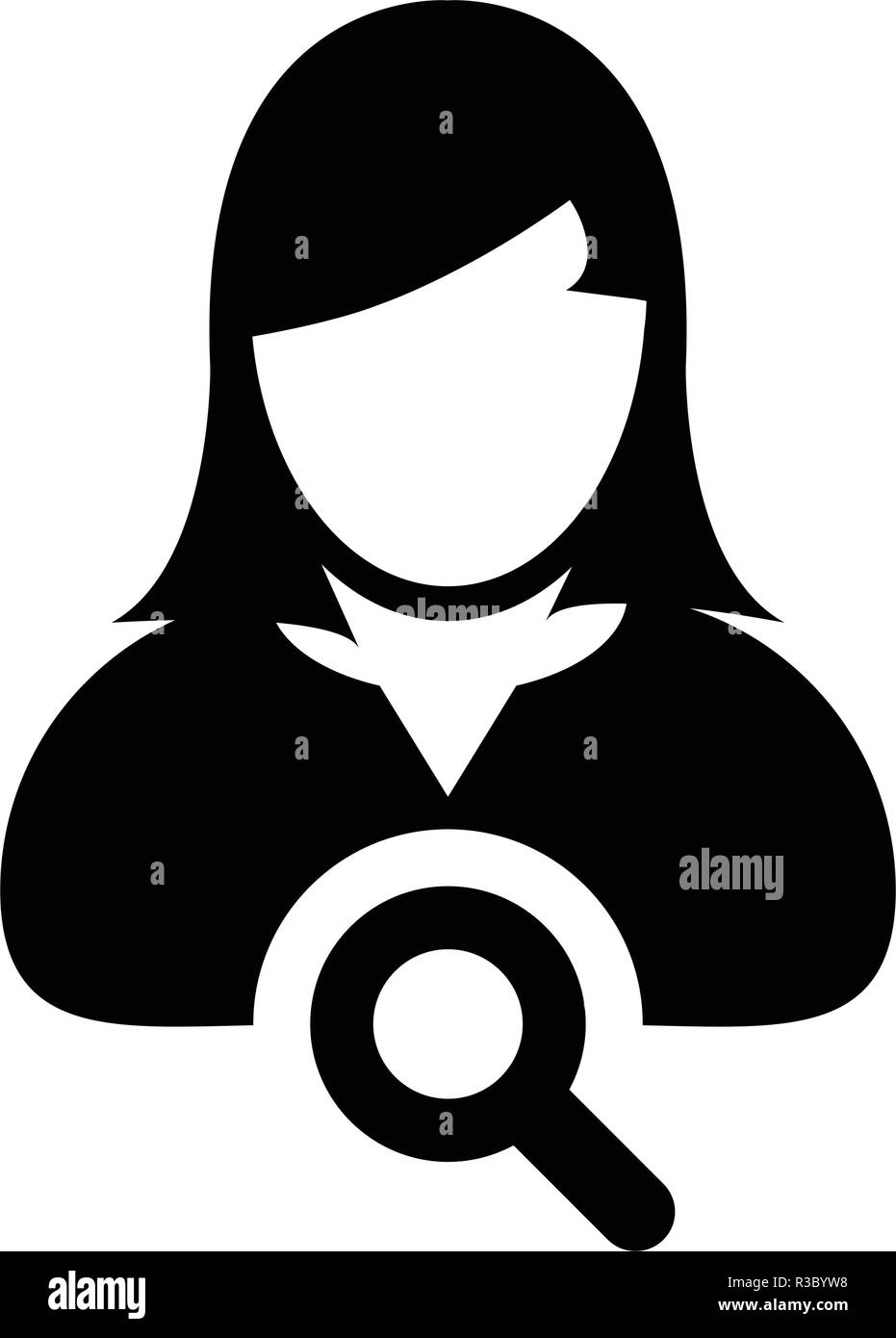 Suche Symbol Vektor weibliche Benutzer person Profil avatar Symbol mit ...