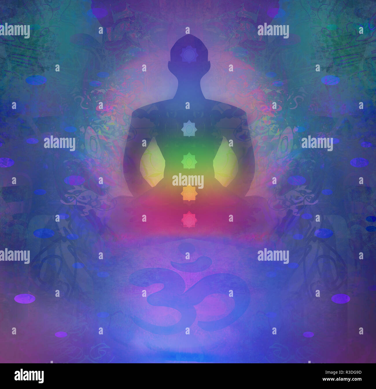 Yoga mann lotus pose padmasana chakra punkte -Fotos und -Bildmaterial ...
