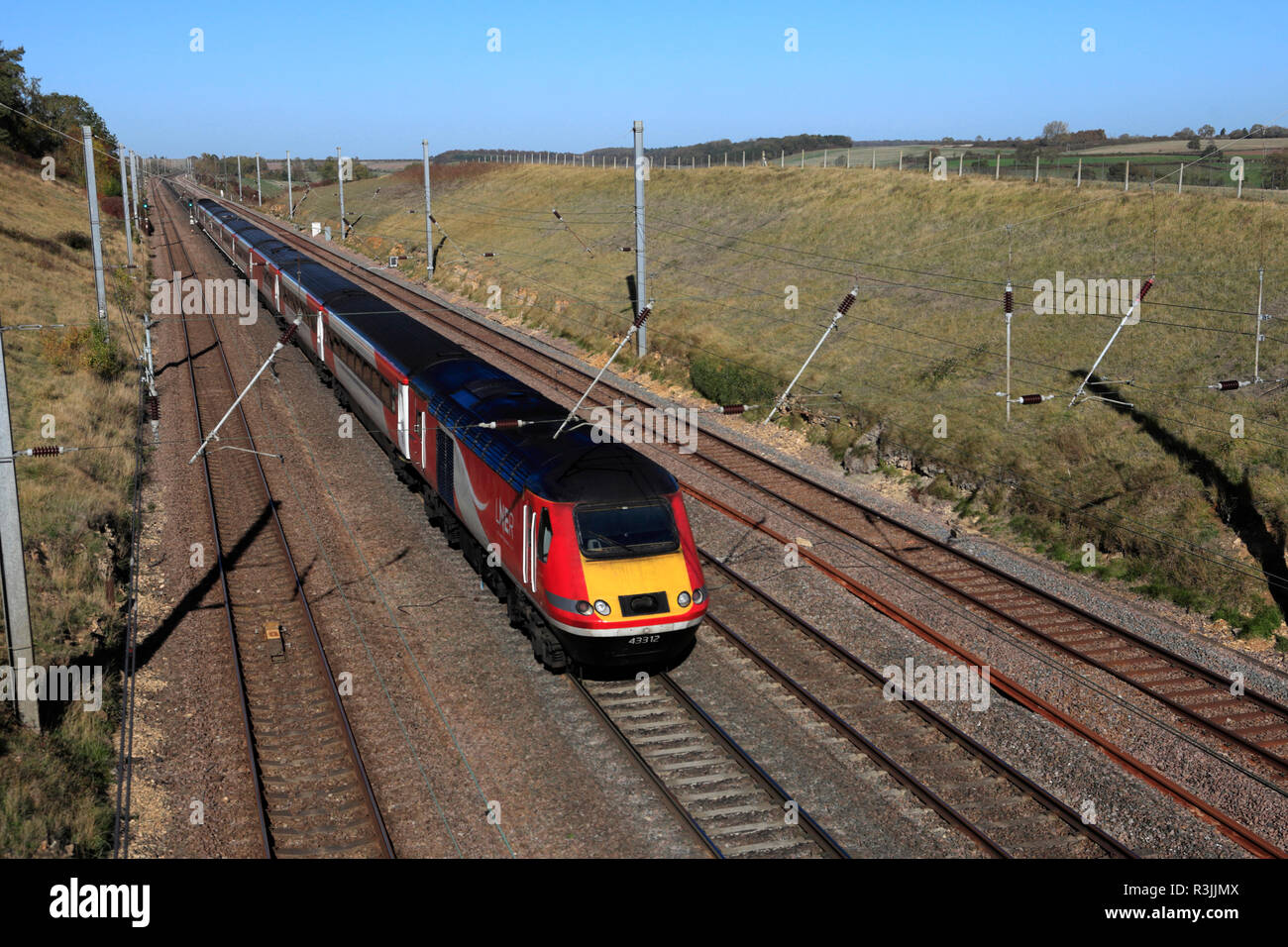 LNER Zug 43305, London und North Eastern Railway, East Coast Main Line Eisenbahn, Grantham ...