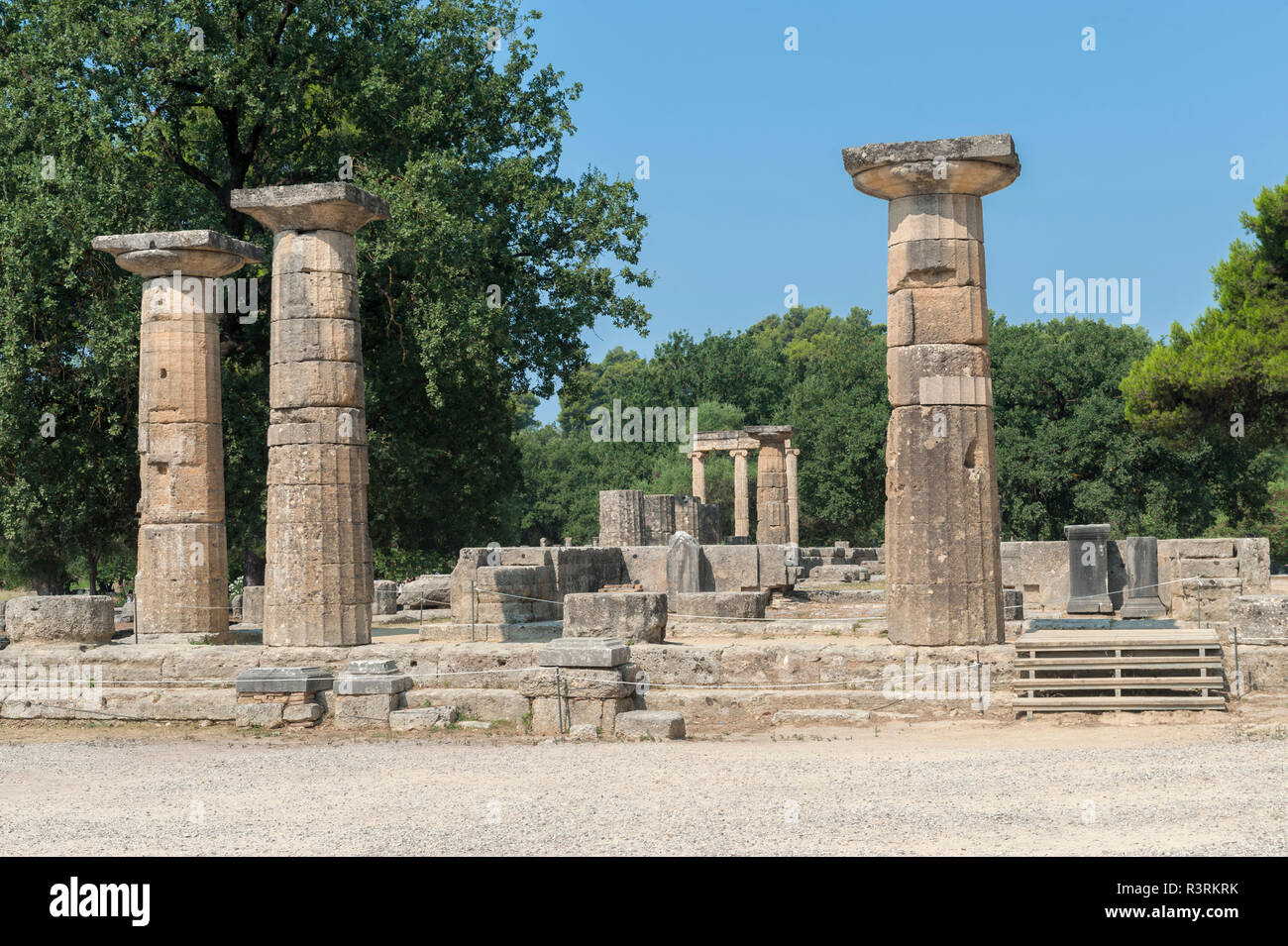 Antike griechische Ruinen, Tempel der Hera, Olympia, Griechenland ...