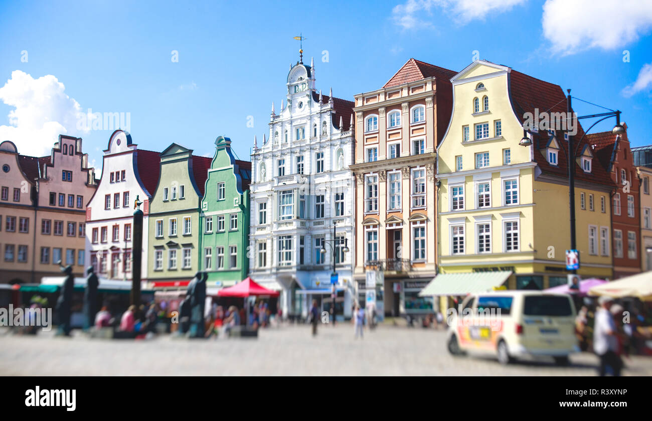 Auf Rostock Altstadt Marktplatz mit Rathaus, das historische Zentrum ...