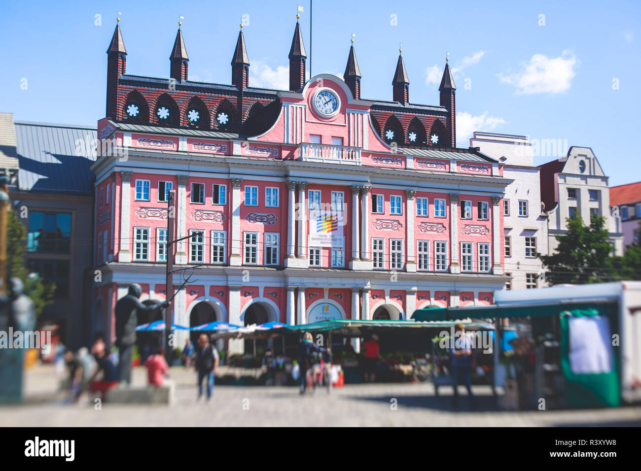 Auf Rostock Altstadt Marktplatz mit Rathaus, das historische Zentrum ...