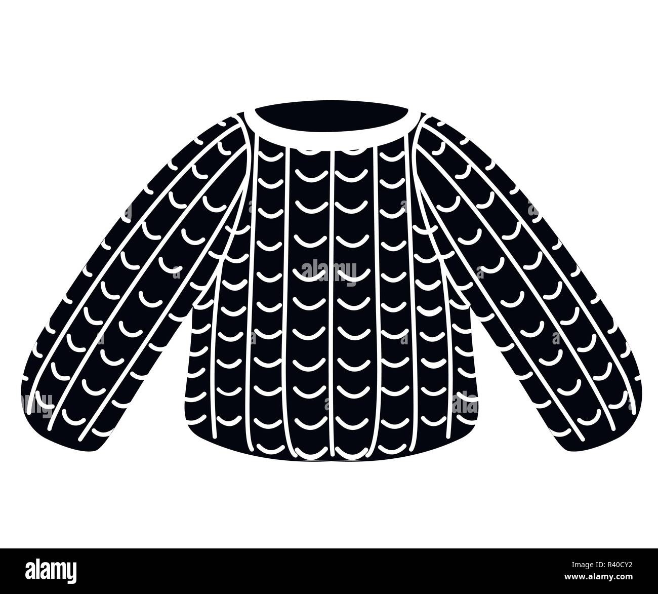 Schwarze Silhouette. Handarbeit gestrickte Pullover. Flache Vector ...