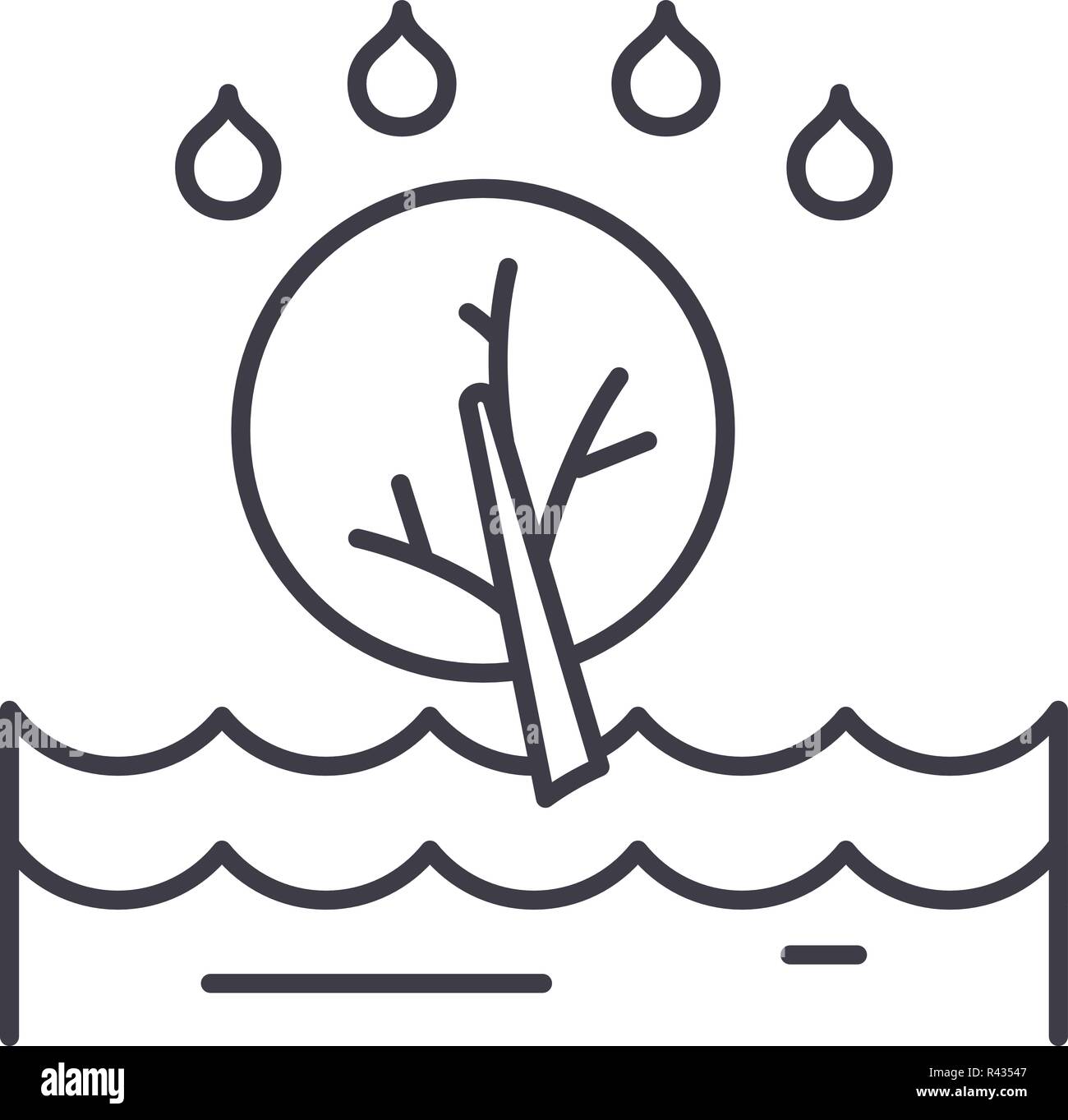 Flut Symbol Leitung Konzept. Flut Vector Linear Abbildung, Symbol ...