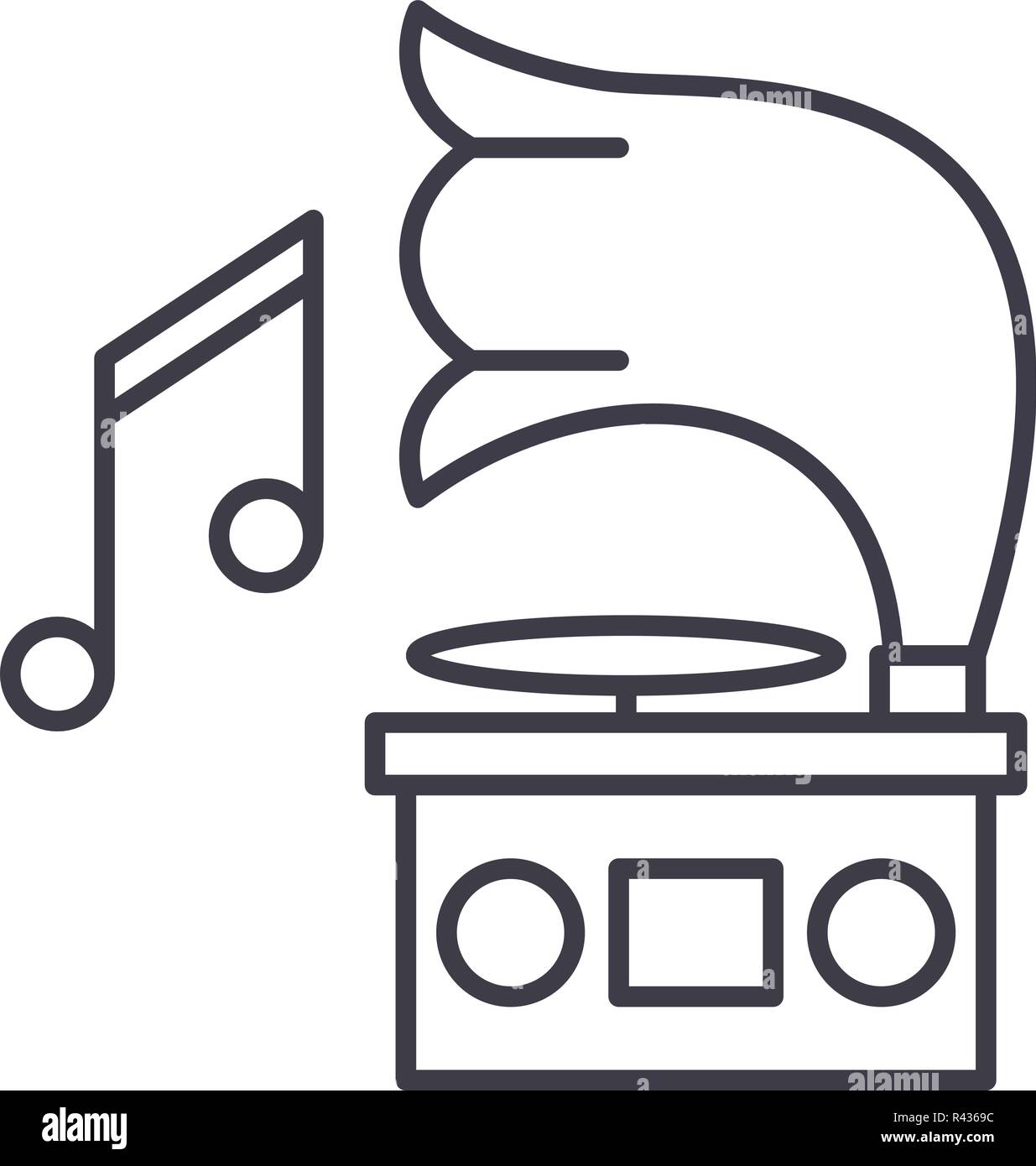 Gramophone Symbol Leitung Konzept. Gramophone Vector Linear Abbildung ...