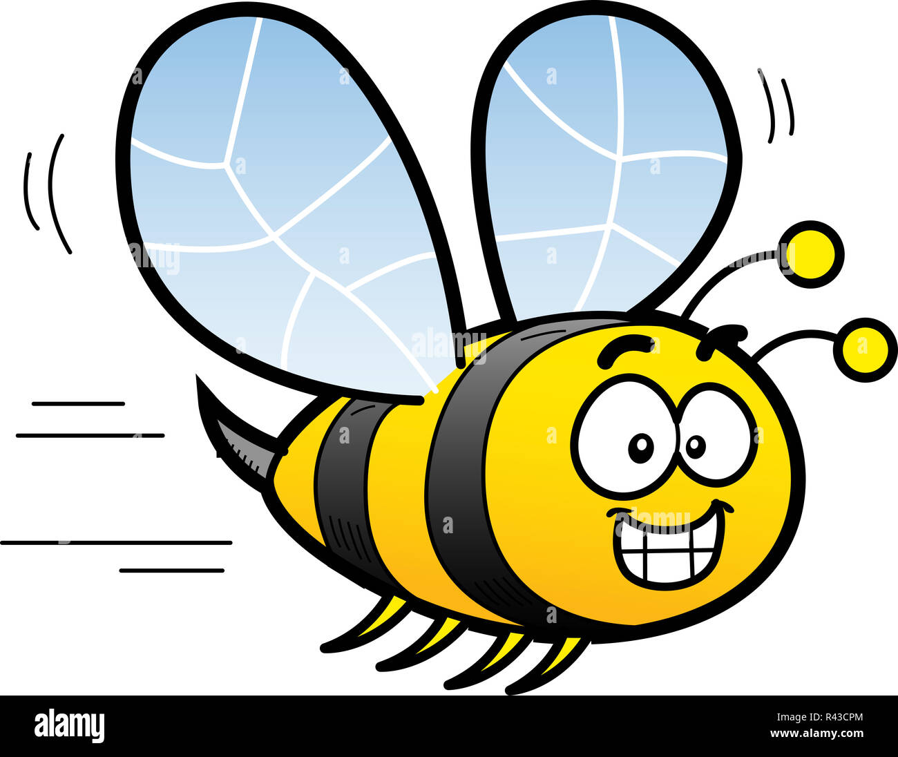 Happy cartoon bee flying smiling -Fotos und -Bildmaterial in hoher ...