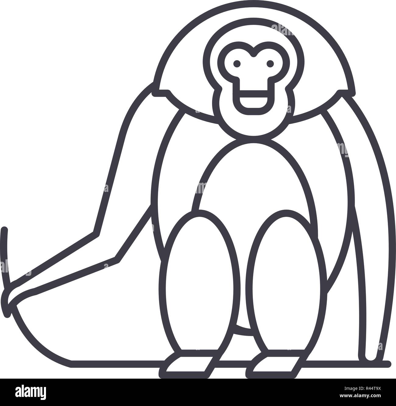 Monkey Symbol Leitung Konzept. Affe Vector Linear Abbildung, Symbol ...