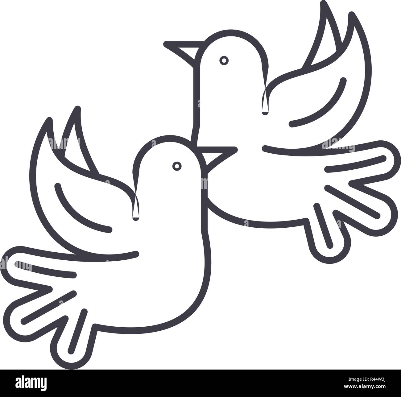 Tauben Symbol Leitung Konzept. Tauben Vector Linear Abbildung, Symbol ...
