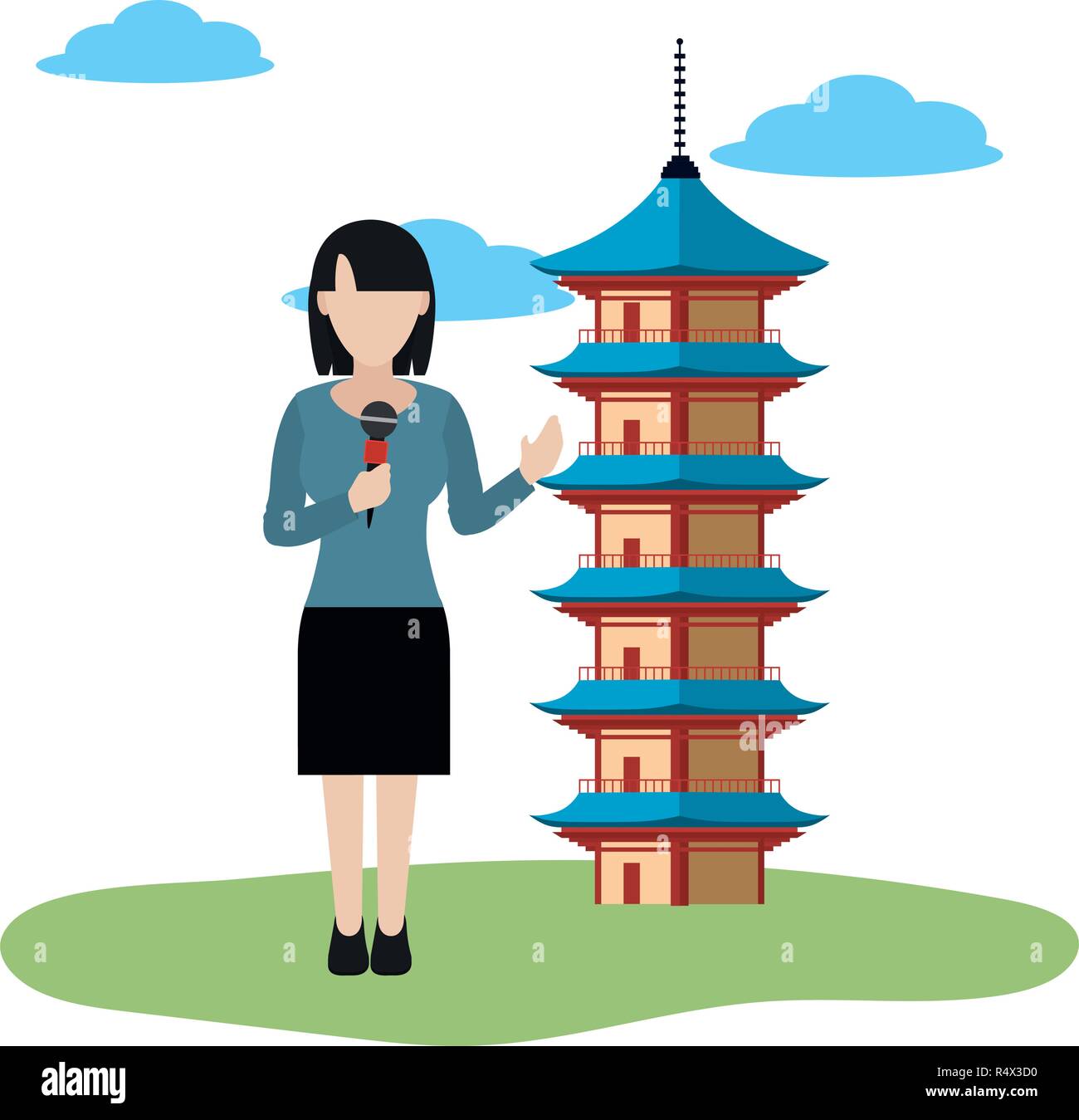 News Journalistin Frau Vorlage aus China Porzellan Turm von Nanjing ...