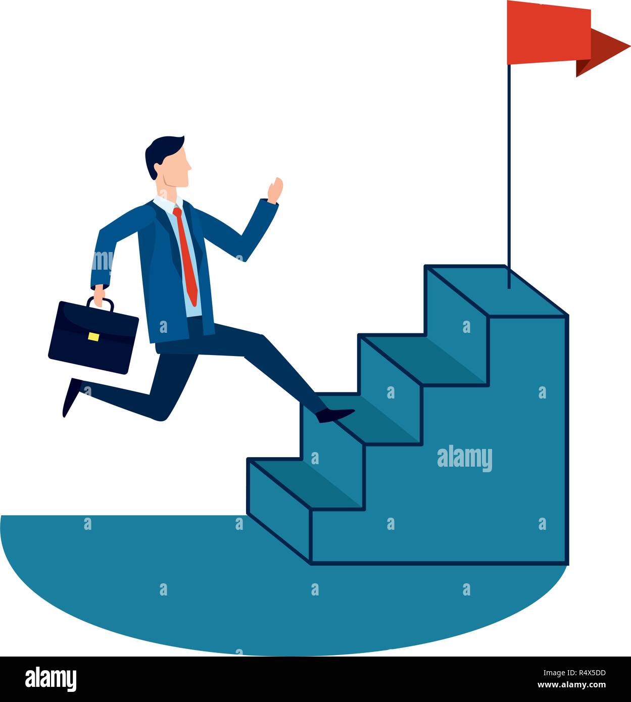 Erfolgreicher Geschäftsmann avatar Treppensteigen mit Fahne cartoon ...
