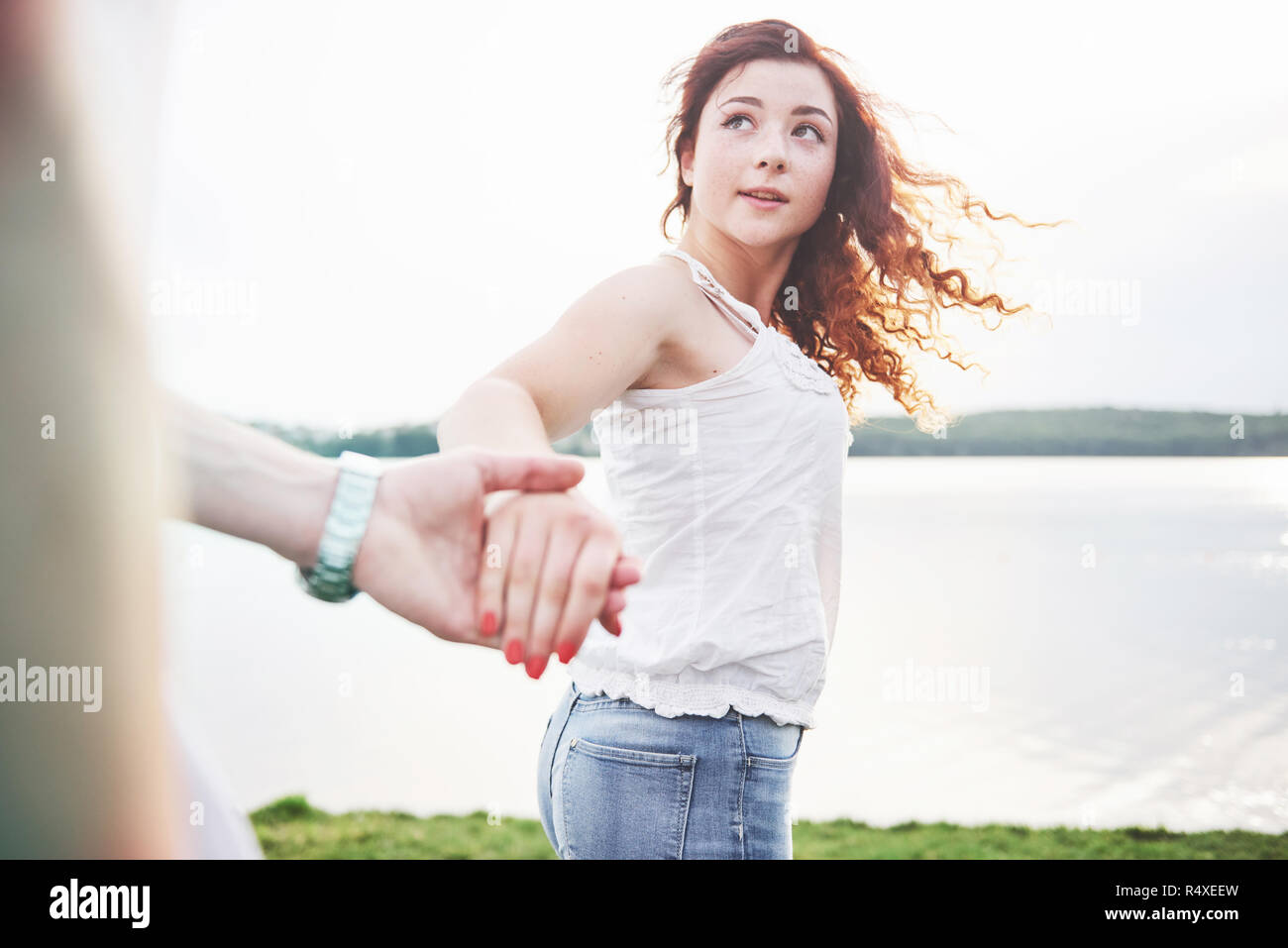 Female Hand Outstretched Finger Stockfotos und -bilder Kaufen - Alamy