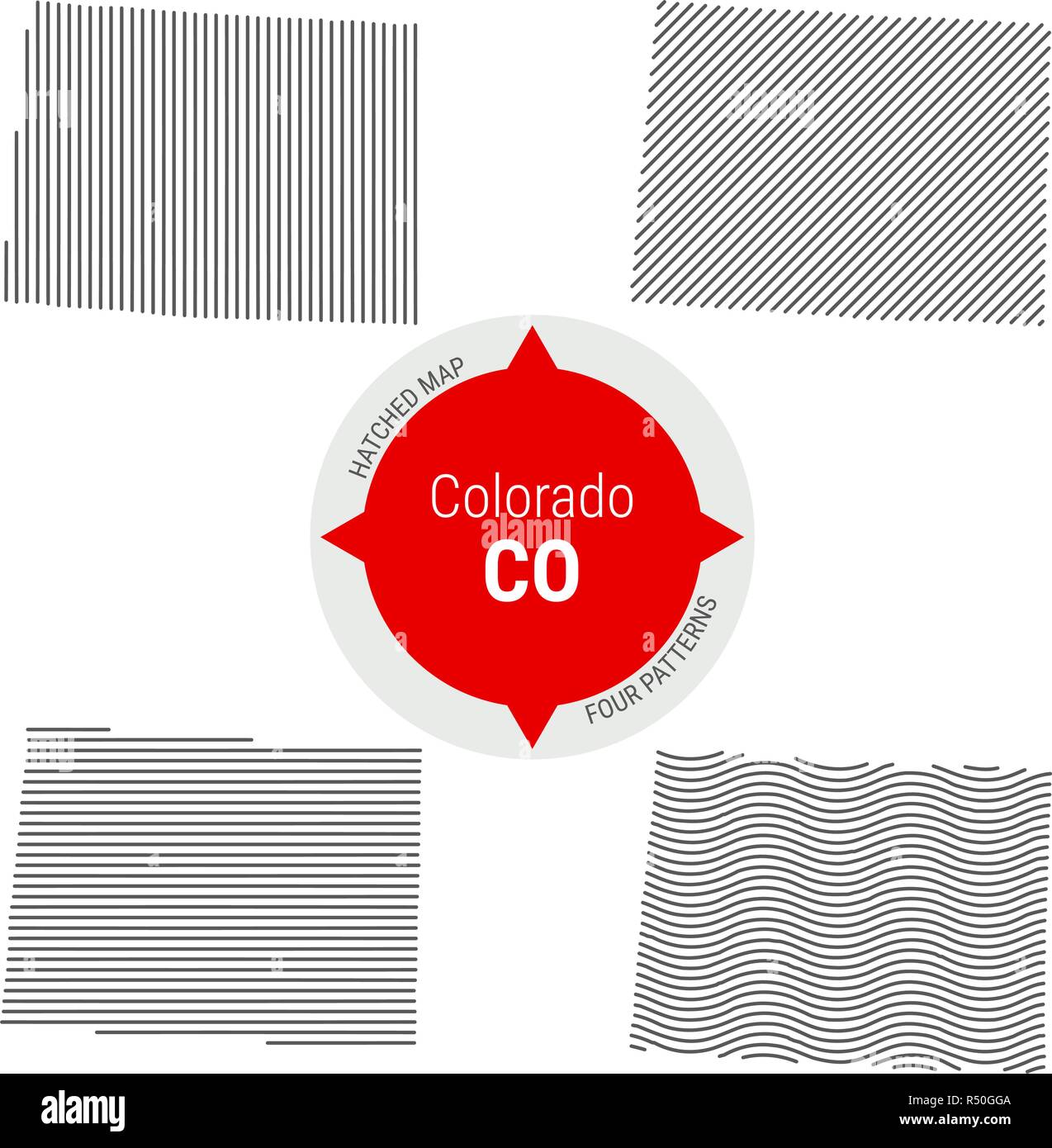 Schraffierte Muster vektorkarte von Colorado. Stilisierte Einfache ...