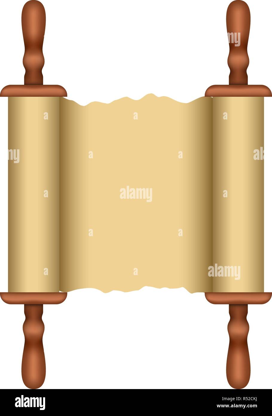 Altes Papier gerollt Papyrus mockup. Realistische Abbildung der alten ...