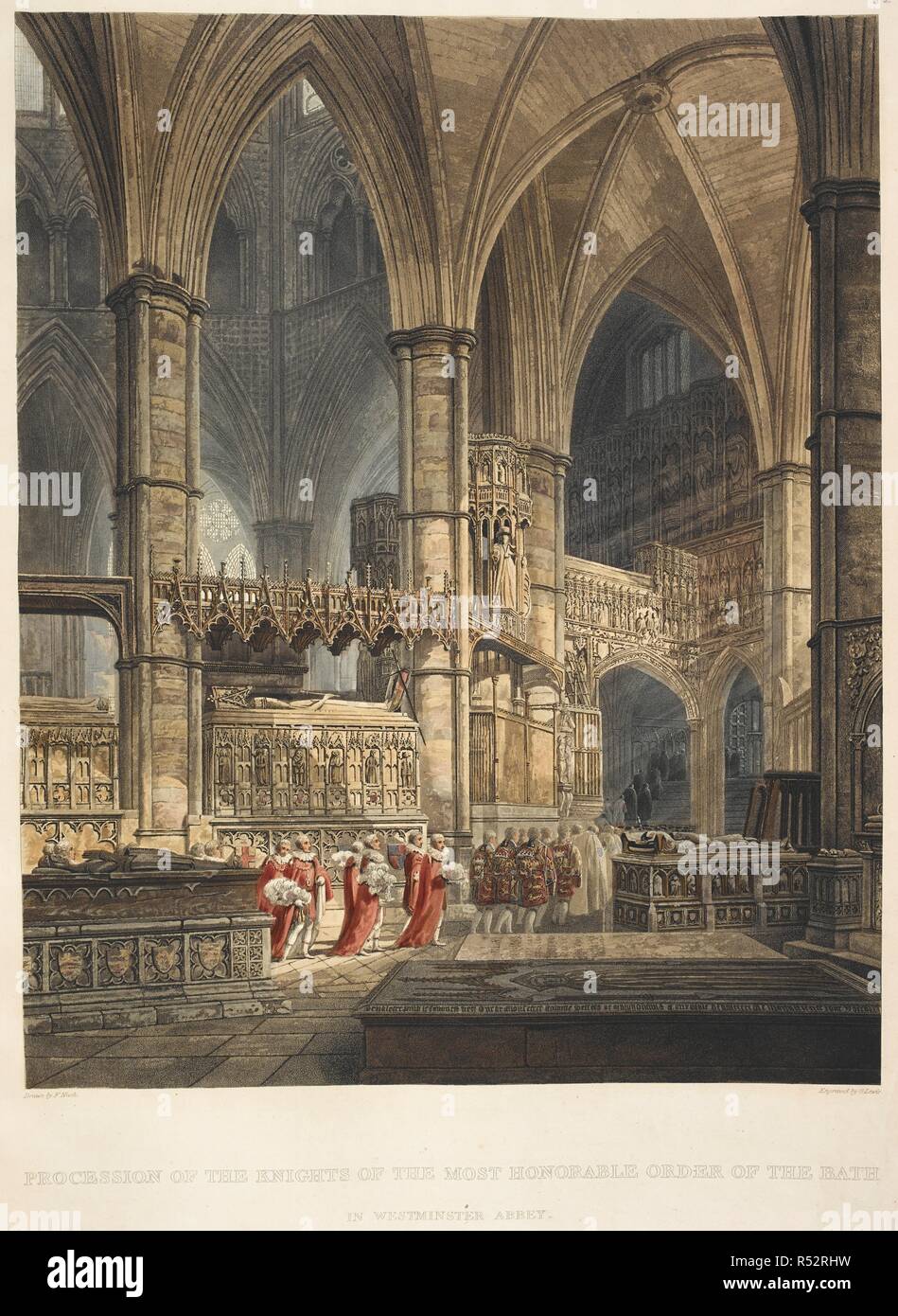 Innenansicht der Westminster Abbey mit Ritter verfahren Vergangenheit ...