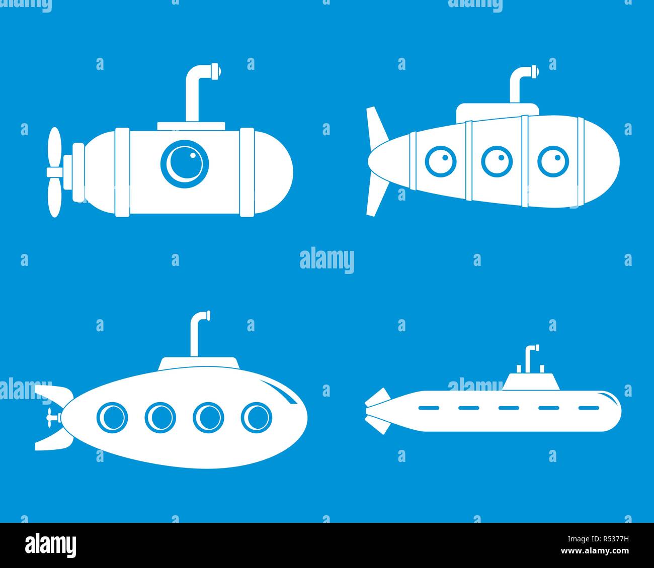Periskop u-boot Teleskop Symbole gesetzt. Einfache Abbildung von 4 ...