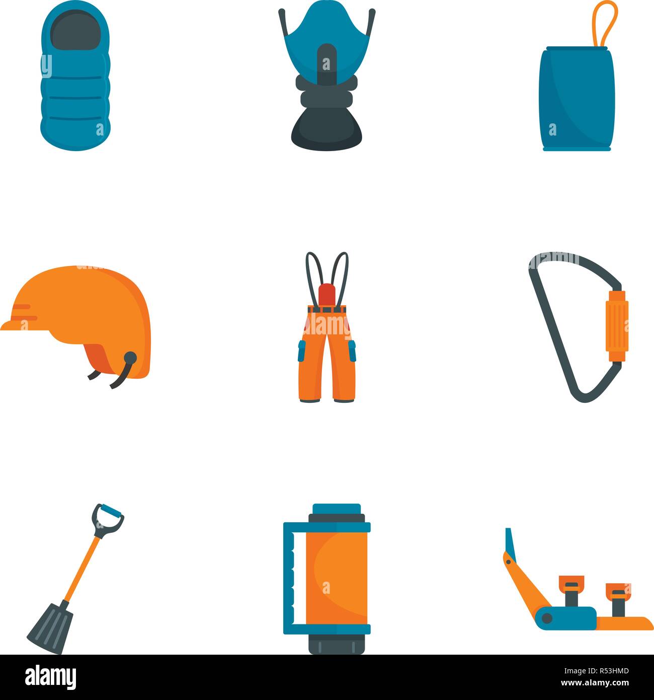 Wandern Mountain Icon Set. Flache Set aus 9 Wandern Mountain Vector ...