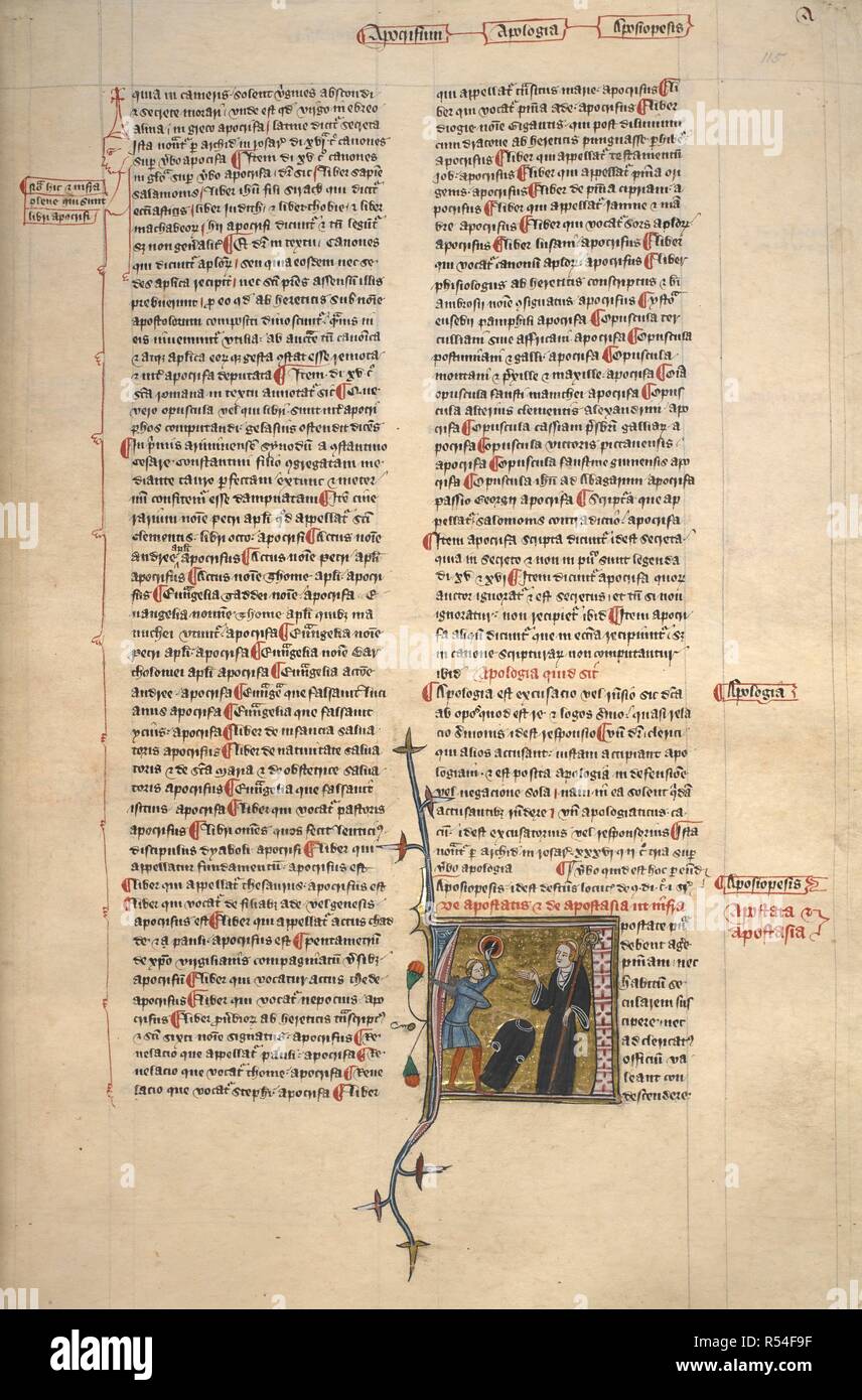 Historisierte Initiale 'A' zeigt ein Abt konfrontieren, einem ...