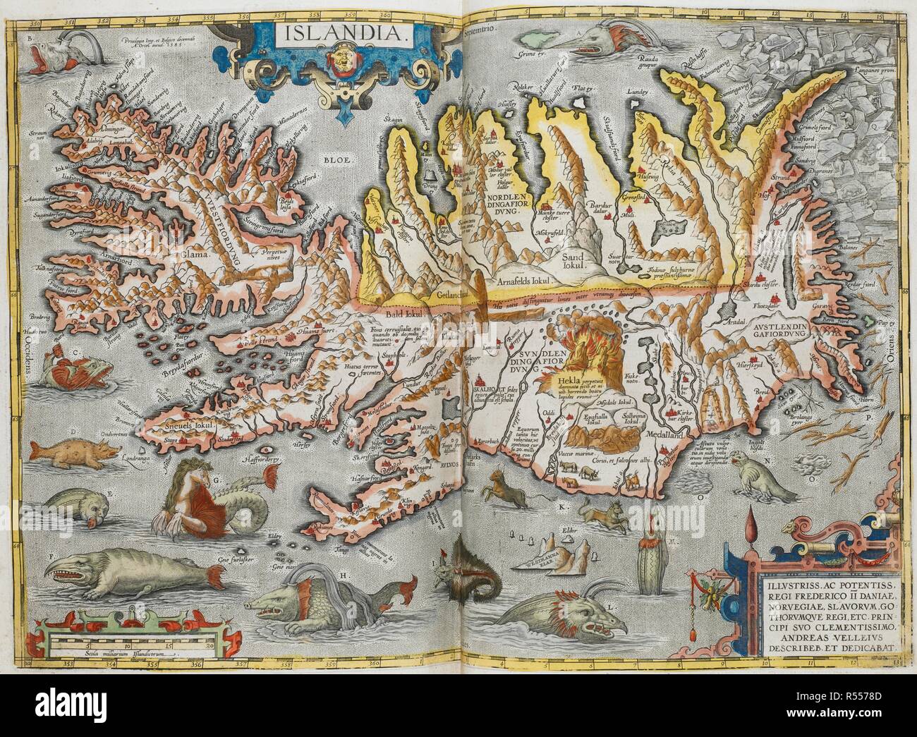 Eine Karte von Island, mit dem Titel 'Islandia'. [Typus orbis terrarum ...