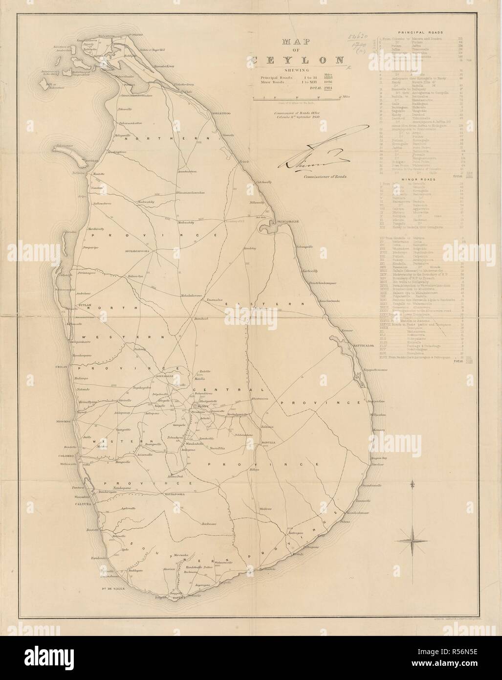 Ceylon. Karte von Ceylon, Principal [und] kleine Straßen. Colombo ...