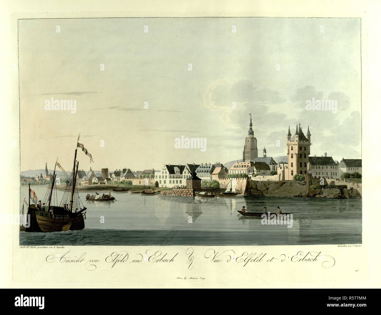 Boote und Schiffe auf dem Rhein Ansatz der Elfeld und Erbach Viertel in ...