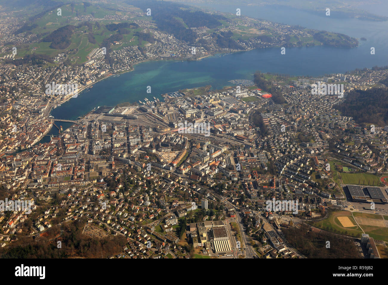 Stadtzentrum Luzern Schweiz Luftbild Stockfotografie - Alamy