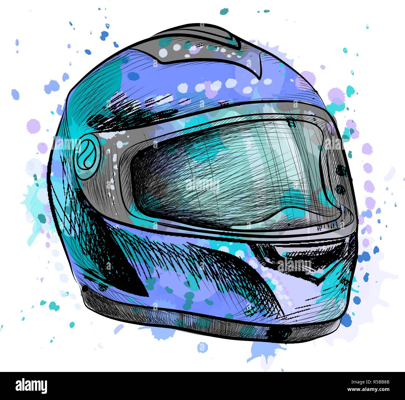 Motorrad Helm von einem Splash von Aquarell Stock-Vektorgrafik - Alamy