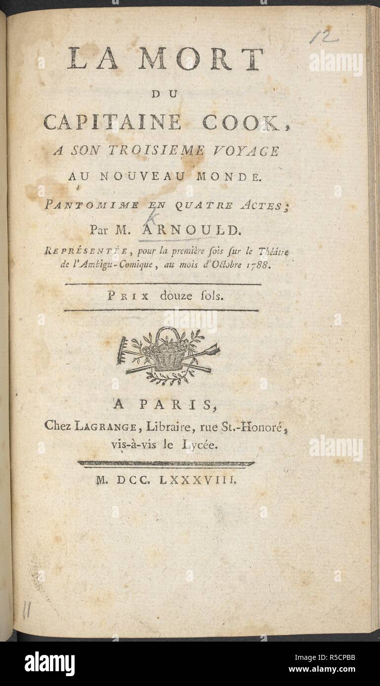 Titelseite eines Buches über das Thema der Tod von Captain James Cook ...