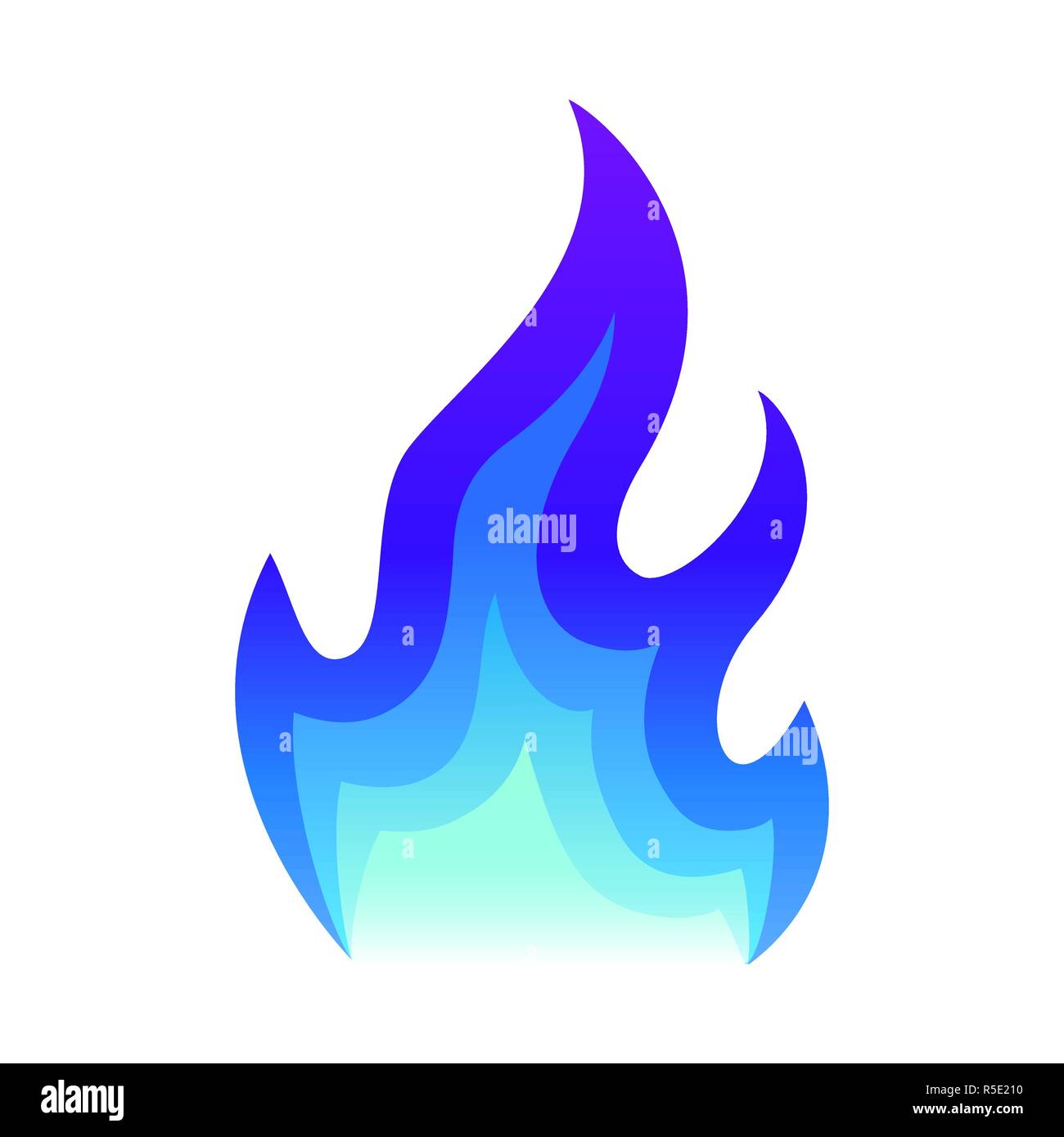 Blue Fire Symbol Flachbild Feuer Flamme Vector Illustration. blaue ...