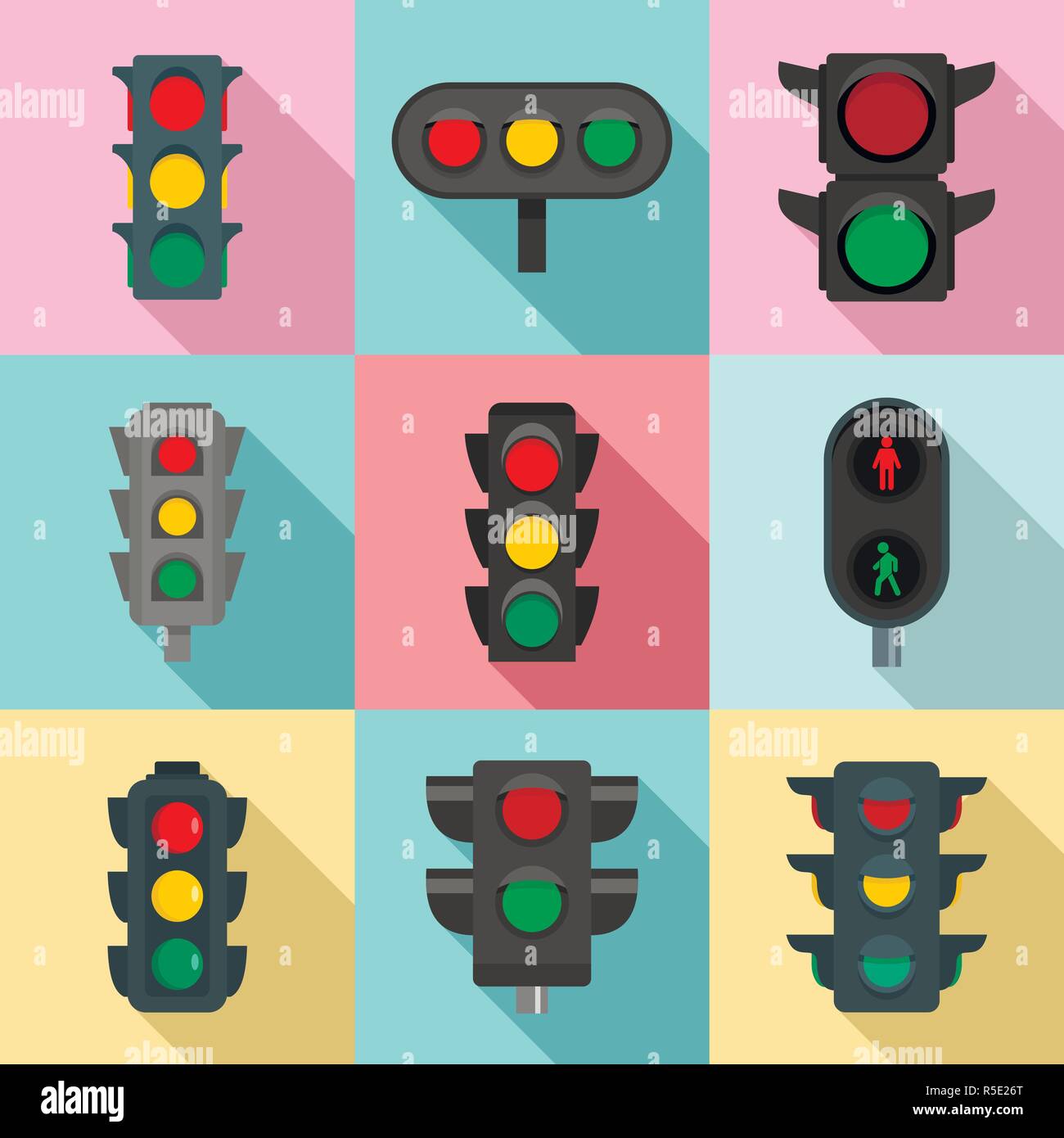 Ampel Symbol gesetzt. Flache Ampel Vector Icons für Web Design Stock ...