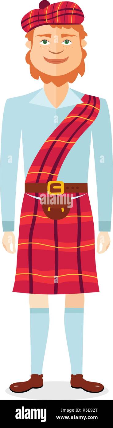 Schotte im Kilt in Nationale Kleidung Flachbild cartoon Vector ...